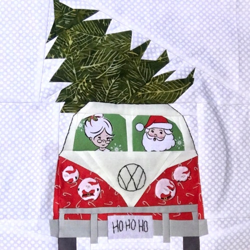Christmas Camper Van VW Bus Quilt Block Foundation Paper - Etsy