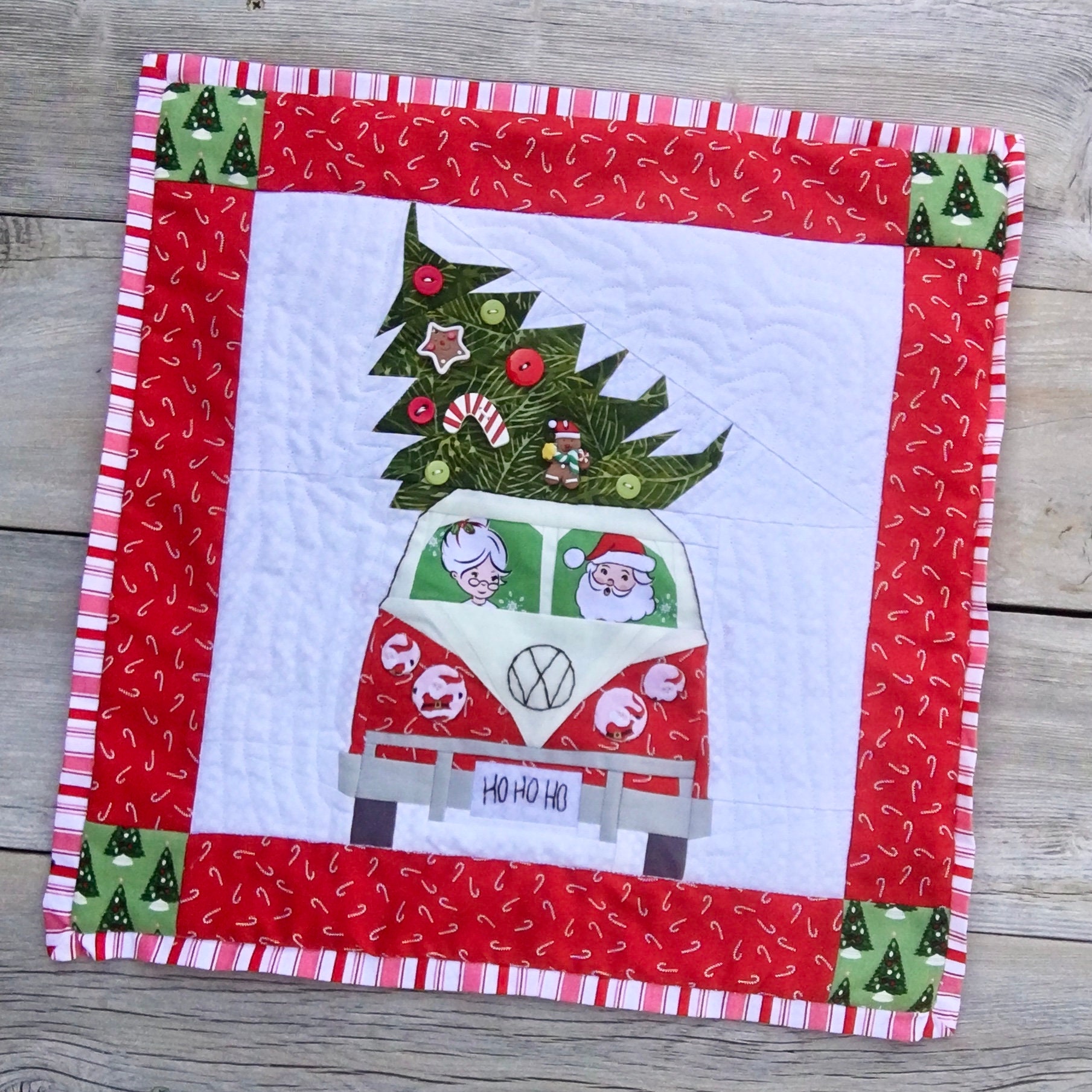 Christmas Camper Van VW Bus Quilt Block Foundation Paper - Etsy