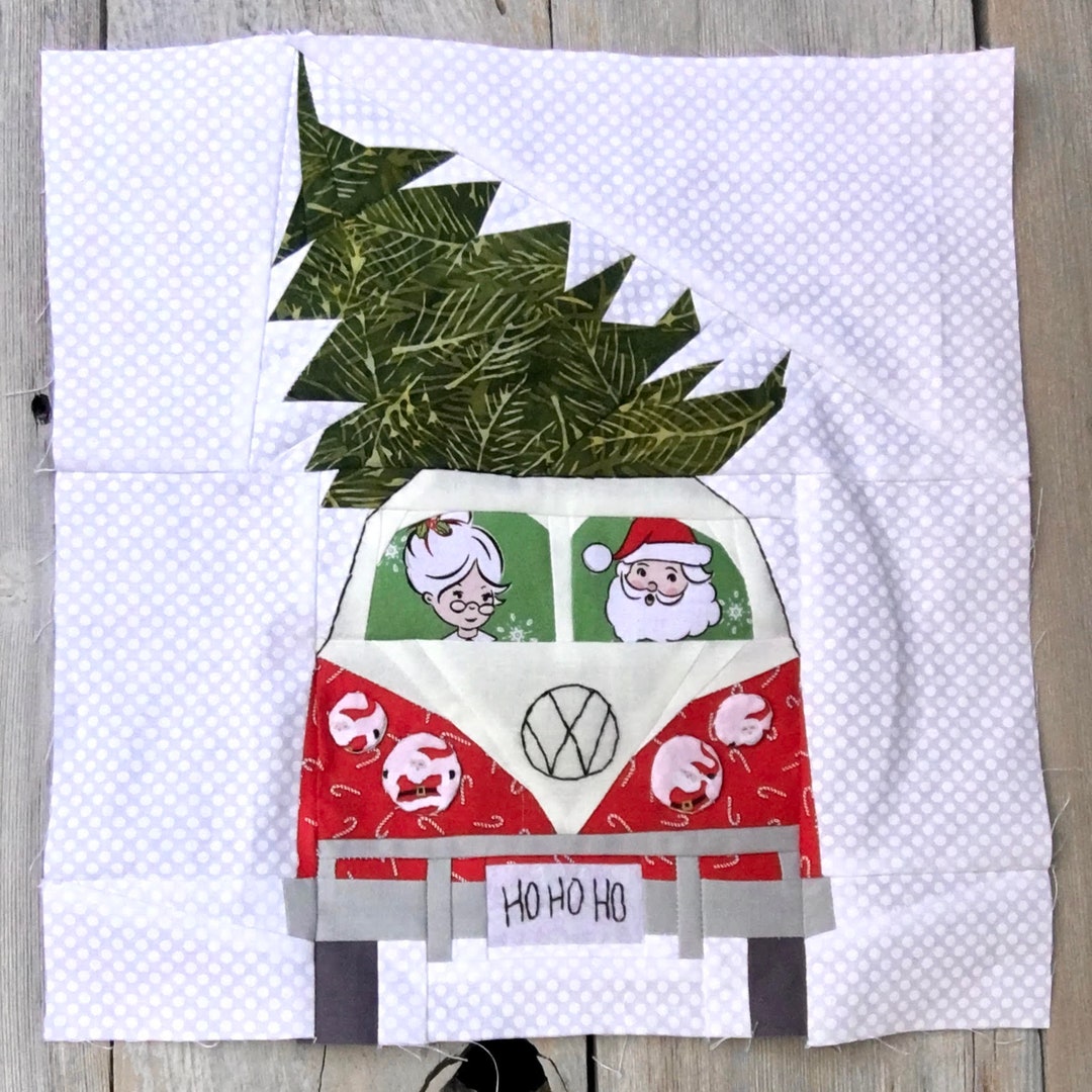 Christmas Camper Van VW Bus Quilt Block Foundation Paper Piecing ...