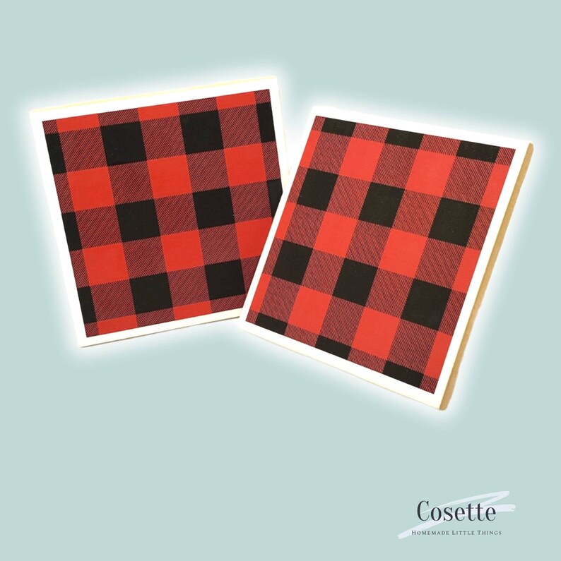 Buffalo Checkers Buffalo Plaid Tile Coasters Ceramic - Etsy