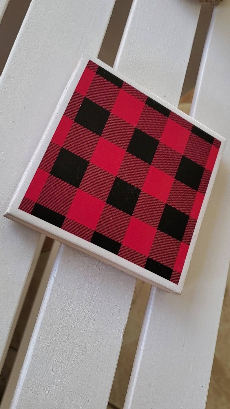 Buffalo Checkers Buffalo Plaid Tile Coasters Ceramic - Etsy
