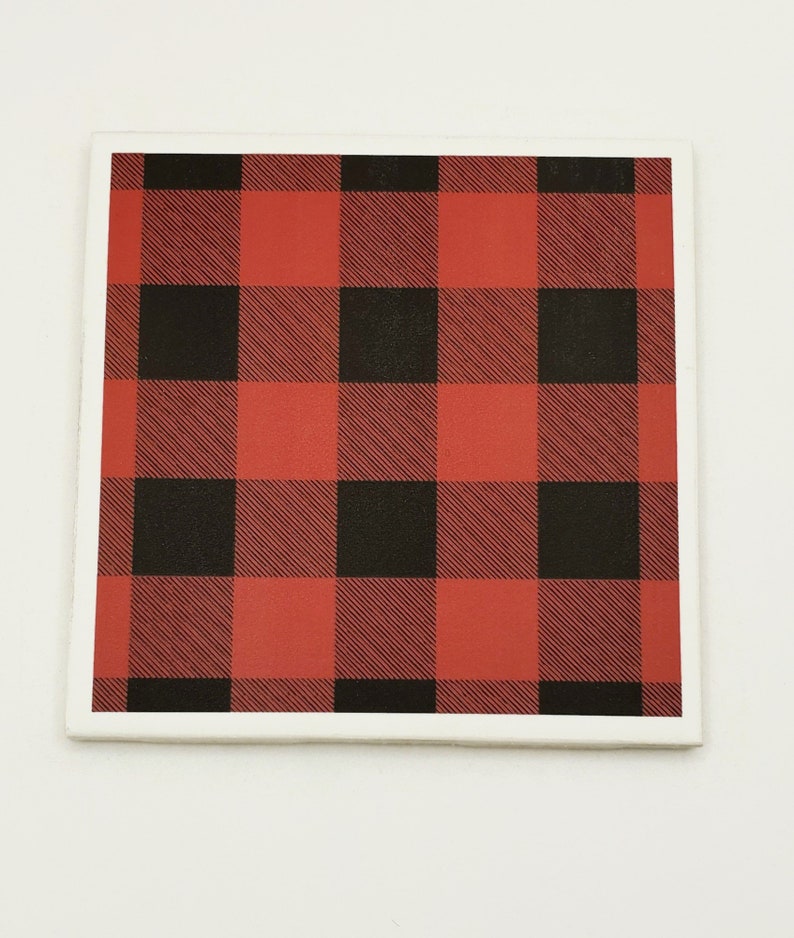 Buffalo Checkers Buffalo Plaid Tile Coasters Ceramic - Etsy