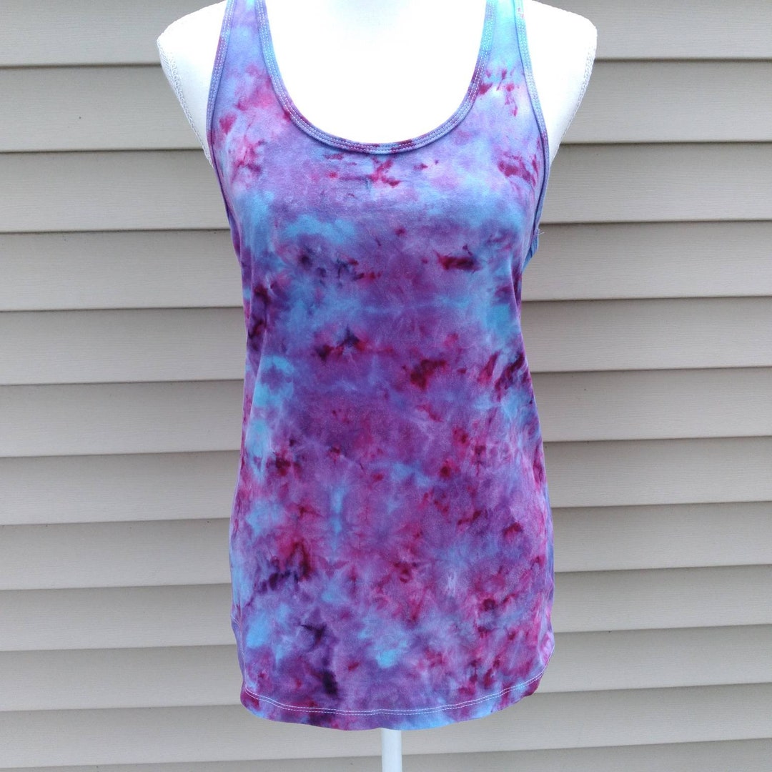 Tie Dye Racer Back Tank Azul o Púrpura Mediano Grande Xlarge - Etsy España