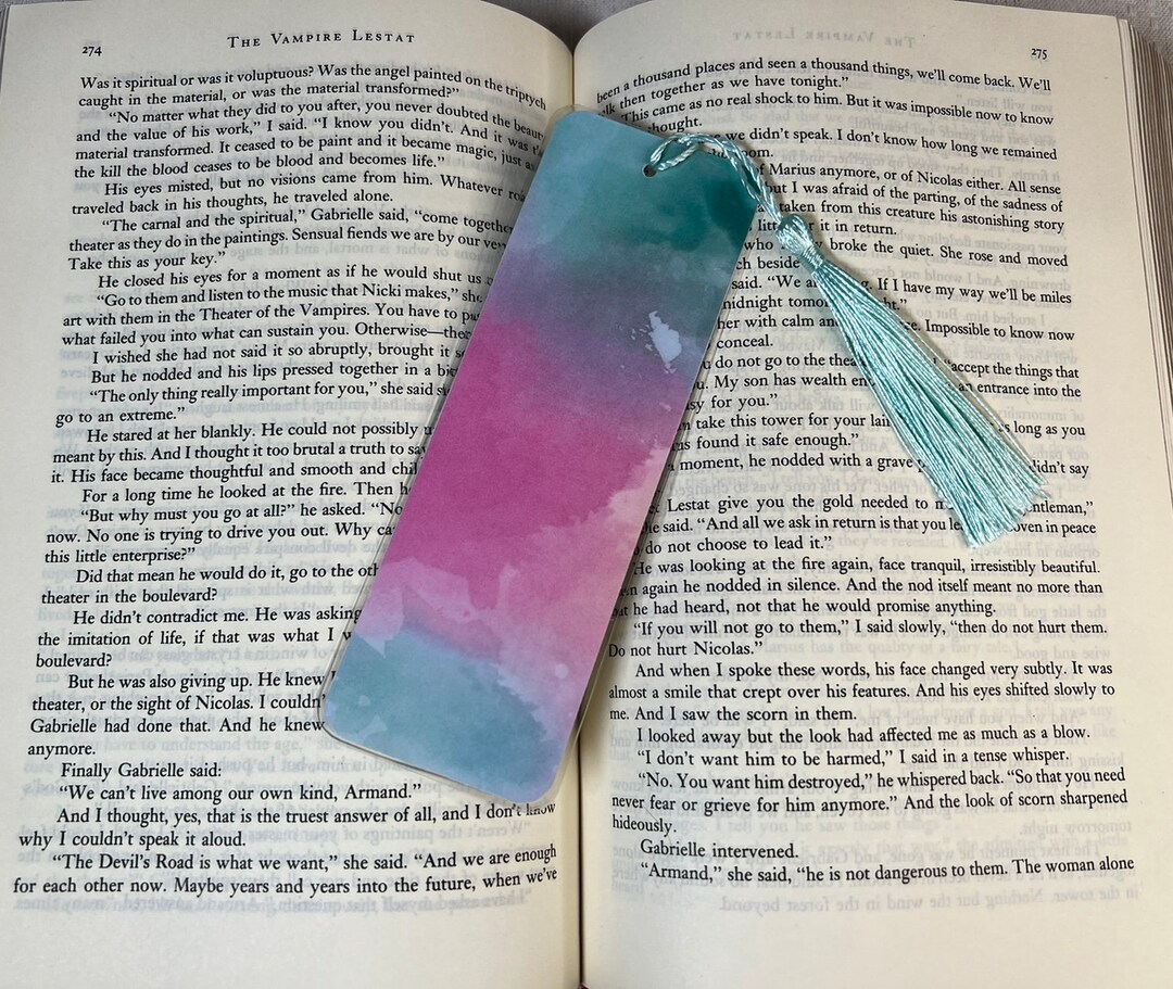 Pink/teal Watercolor Handmade, Laminated Bookmark, Sturdy Bookmark ...