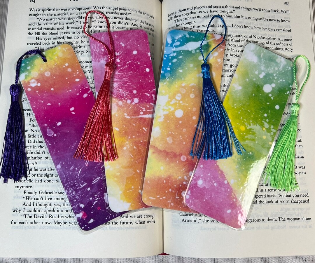 Rainbow Paint Splatter Handmade, Laminated Bookmark, Sturdy Bookmark ...