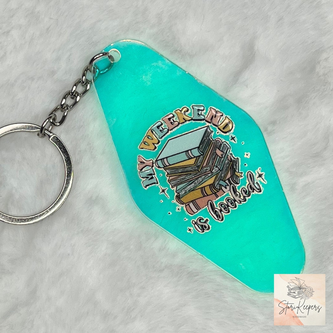 Custom Acrylic Keychain: Retro Motel Style, Bookish Gift - Etsy