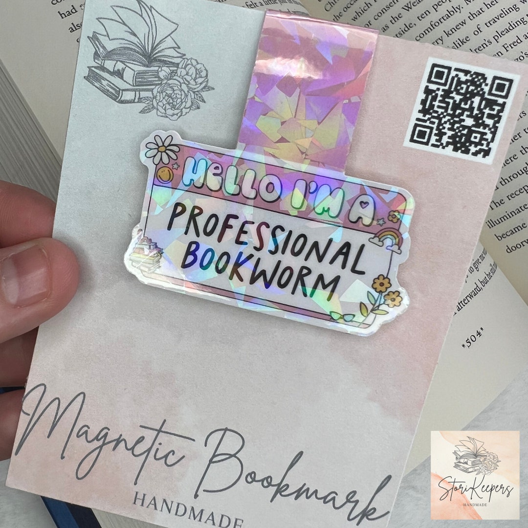 Holographic 'professional Bookworm' Magnetic Bookmark - Etsy