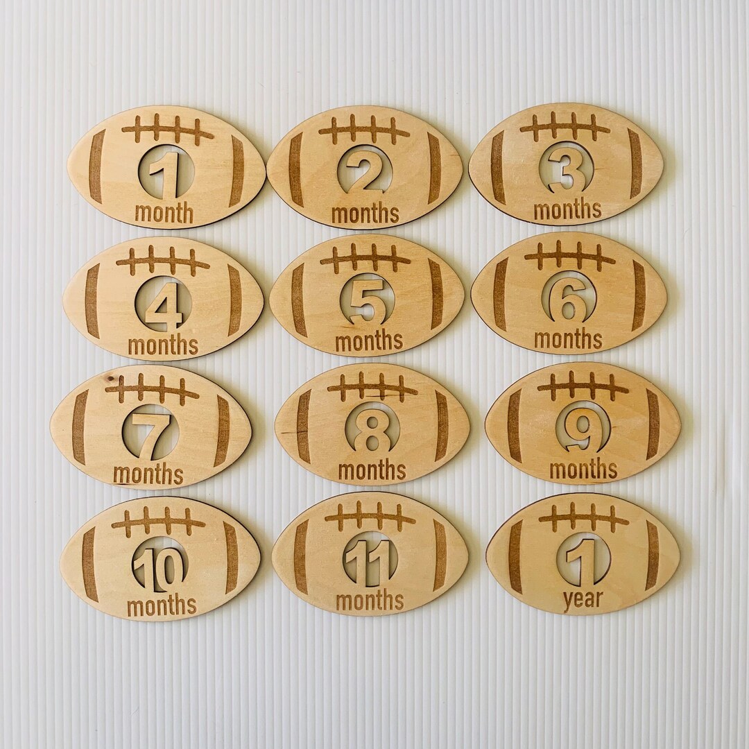 Newborn Milestone Wooden Markers, Football Milestone Markers, Newborn ...
