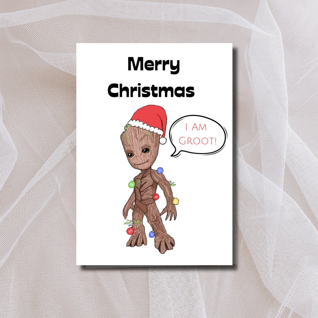 Baby Groot Christmas Card Cute Marvel Superhero Card. - Etsy