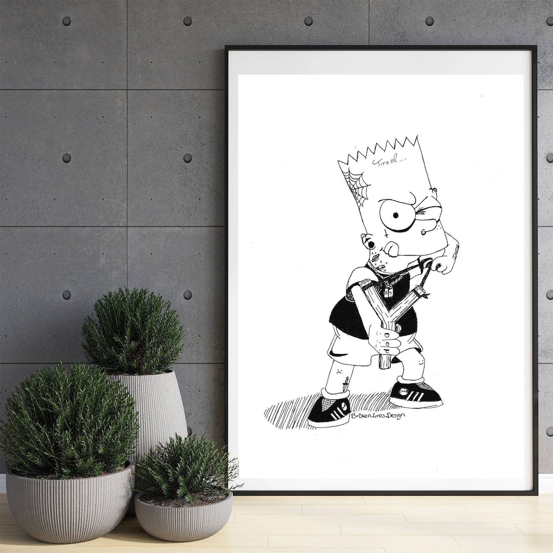 Gothic Bart Simpson Grunge Cartoon Tattoo Pop Culture Art Print - Etsy