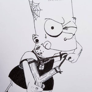 Gothic Bart Simpson Grunge Cartoon Tattoo Pop Culture Art Print - Etsy