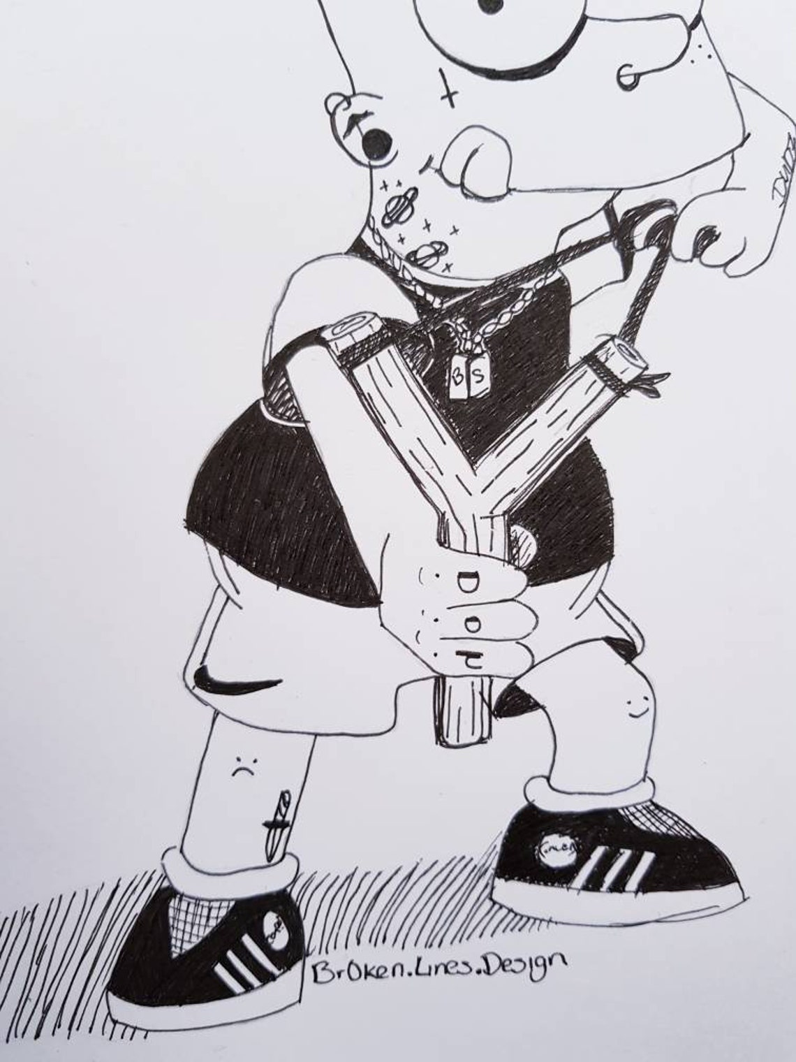 Gothic Bart Simpson Grunge Cartoon Tattoo - Etsy