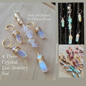 4 Piece Crystal Loc Jewelry Set. Dreadlock Hair Ring Accessories, Beads ...