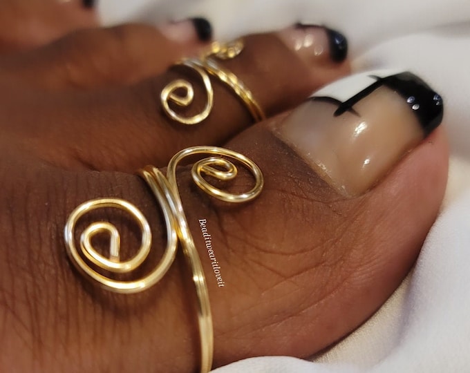 Wire Wrapped Adjustable Toe Ring Big Toe Ring Toe Ring Set - Etsy