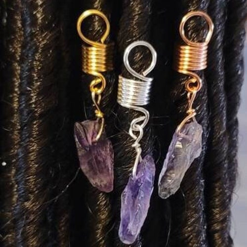 Raw Amethyst Crystal Loc Jewelry. Dreadlock Hair Accessories - Etsy