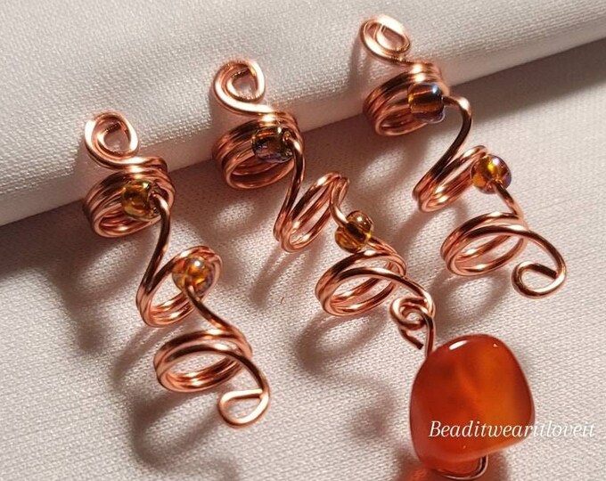 CLEARANCE 3 Pcs Red Agate Carnelian Crystal Loc Jewelry Set. Dreadlock ...