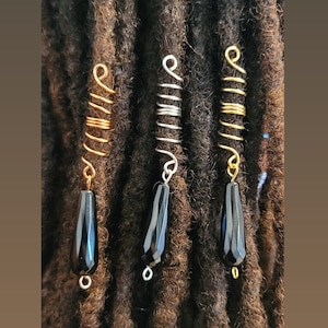 Black Onyx Crystal Loc Jewelry. Dreadlock Hair Accessories, Beads for ...