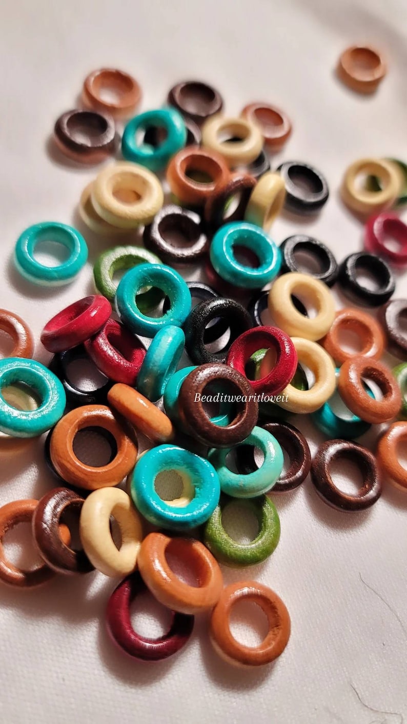 CLEARANCE 10 Piece Wood Loc Beads, 6mm Wide Hole Dread Beads, Dreadlock ...