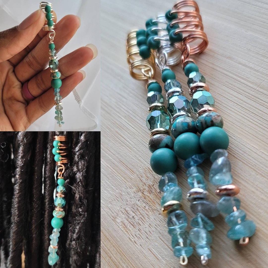 Jasper and Apatite Crystal Loc Jewelry, Dreadlock Hair Ring Accessories ...
