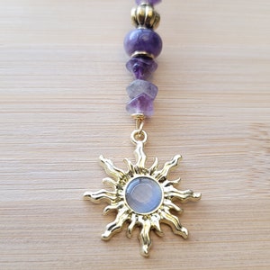Amethyst Crystal Loc Jewelry, Gold Sun Copper Hair Beads, Natural Stone ...