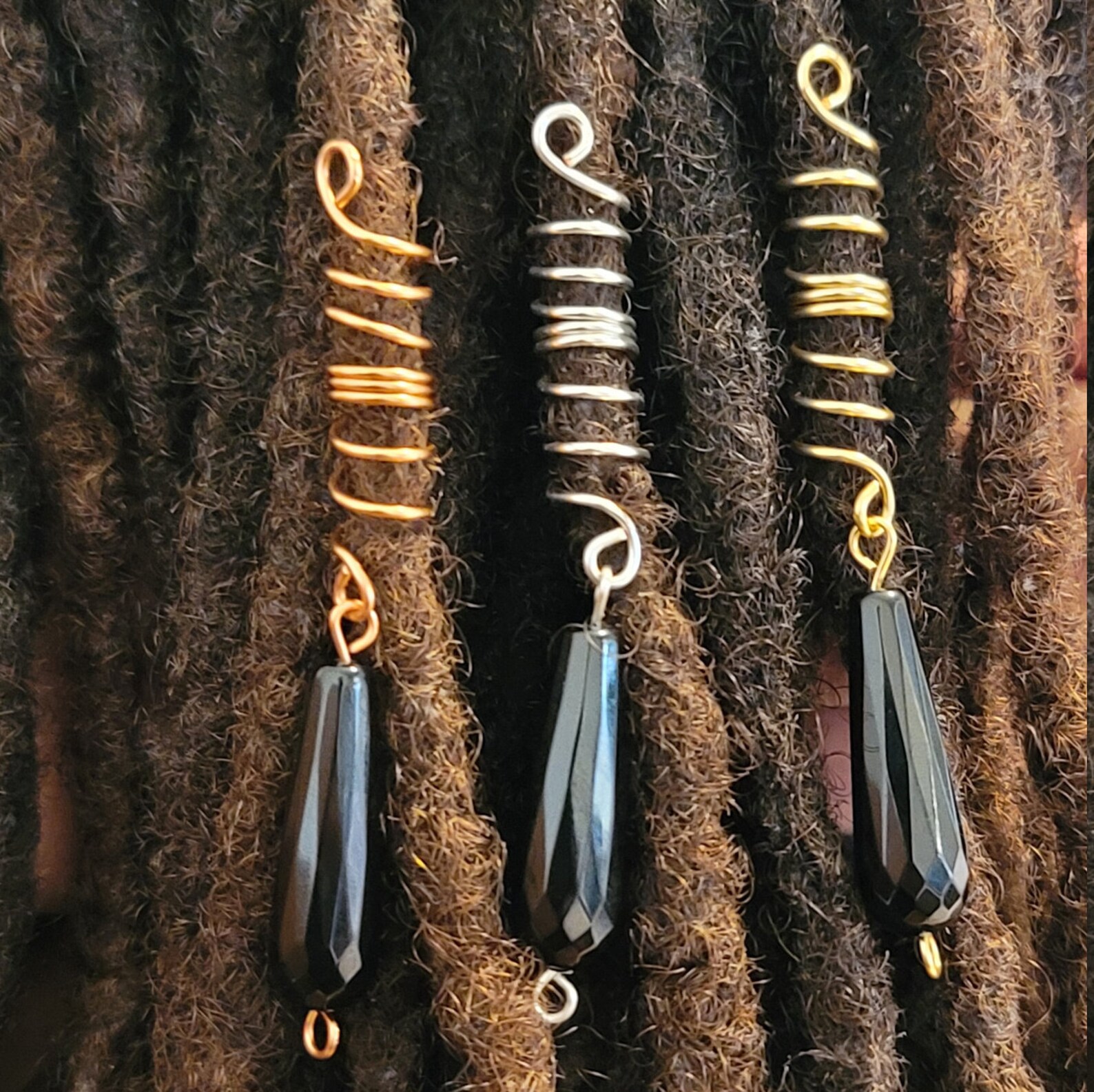 Black Onyx Crystal Loc Jewelry. Dreadlock Hair Accessories - Etsy