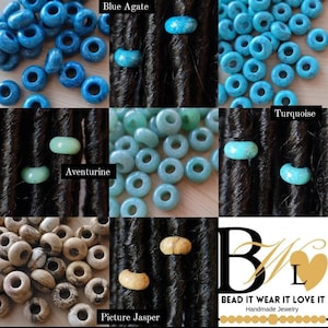 6mm Wide Big Hole Gemstone Loc Beads, Dreadlock Hair Accessories, Beads ...