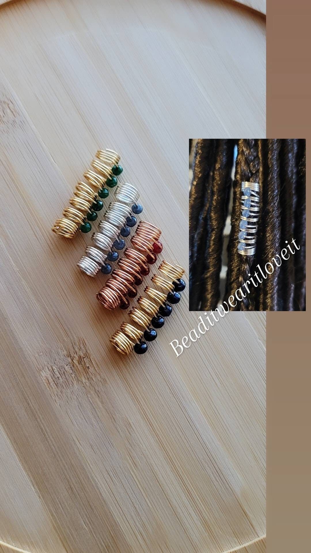 Jade Crystal Loc Jewelry. Dreadlock Hair Accessories, Beads for Braids ...