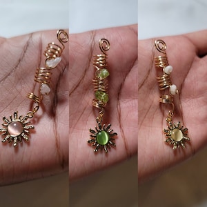 Moonstone Crystal Loc Jewelry, Gold Sun Copper Hair Beads, Carnelian ...