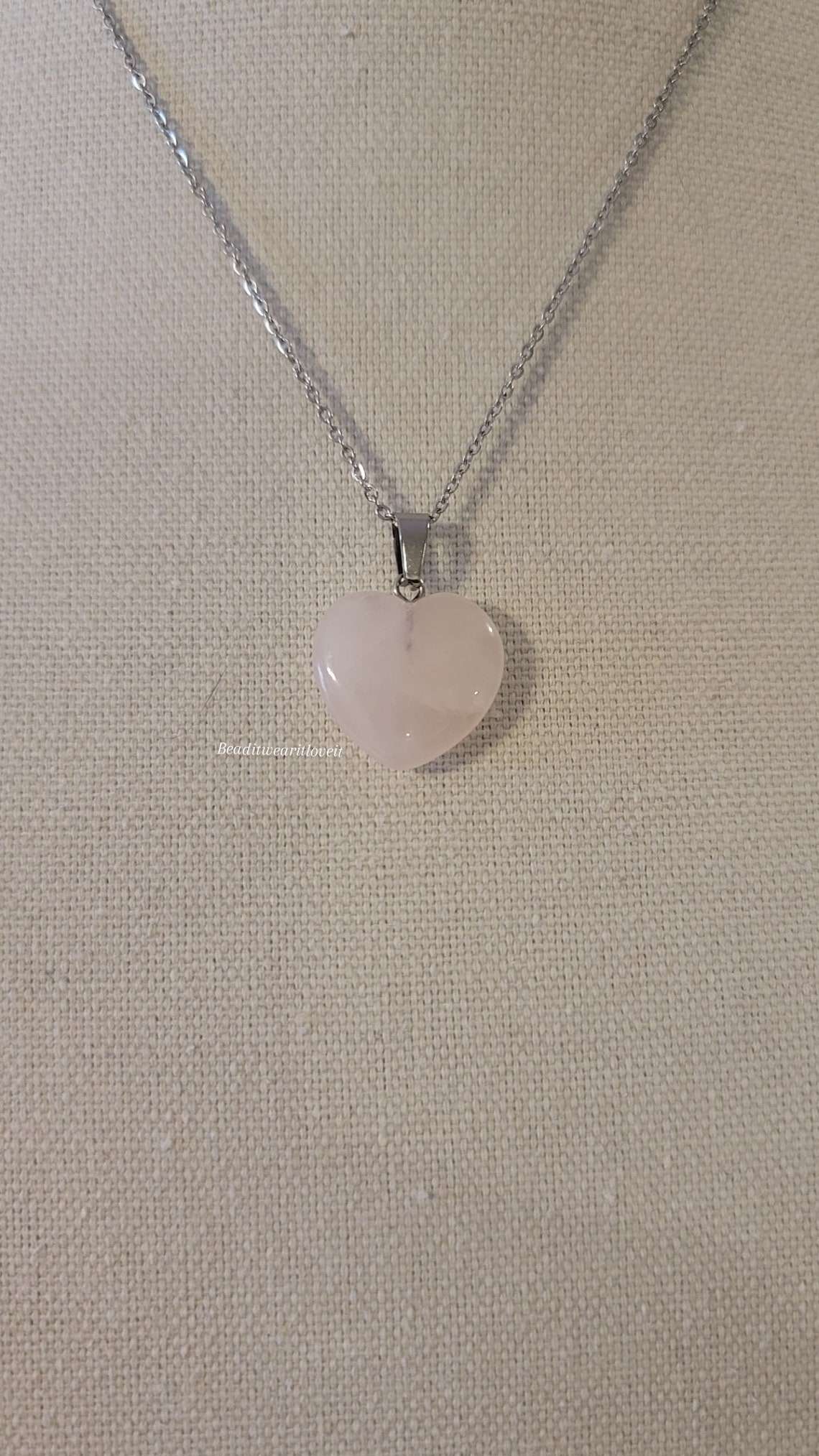 Rose Quartz Heart Pendant Necklace Adjustable Crystal | Etsy