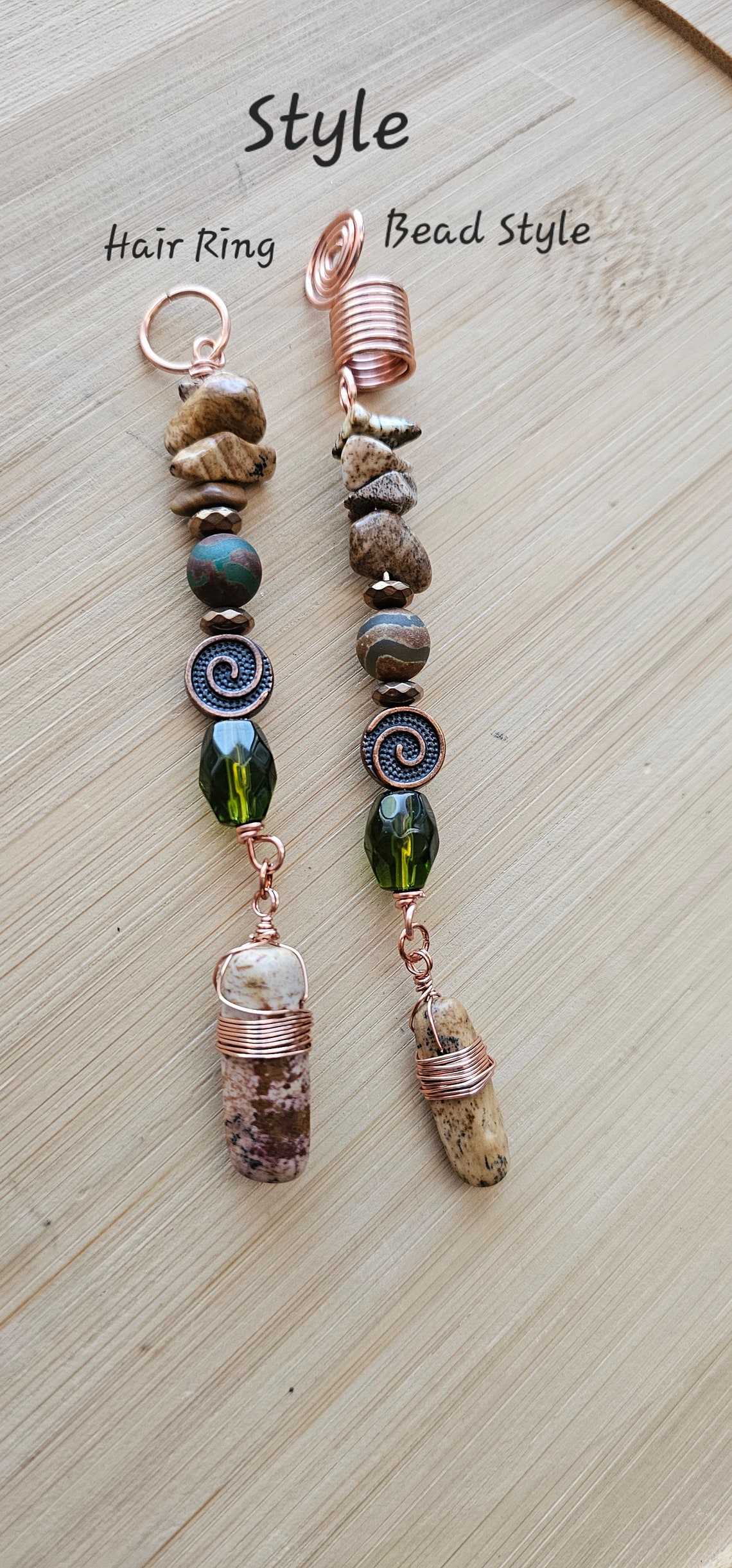 Earth Tone Picture Jasper Crystal Loc Jewelry, Dreadlock Beads for ...