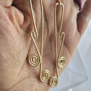 Abstract Spiral Copper Earrings, Wire Wrapped Dangle Earrings, Copper ...