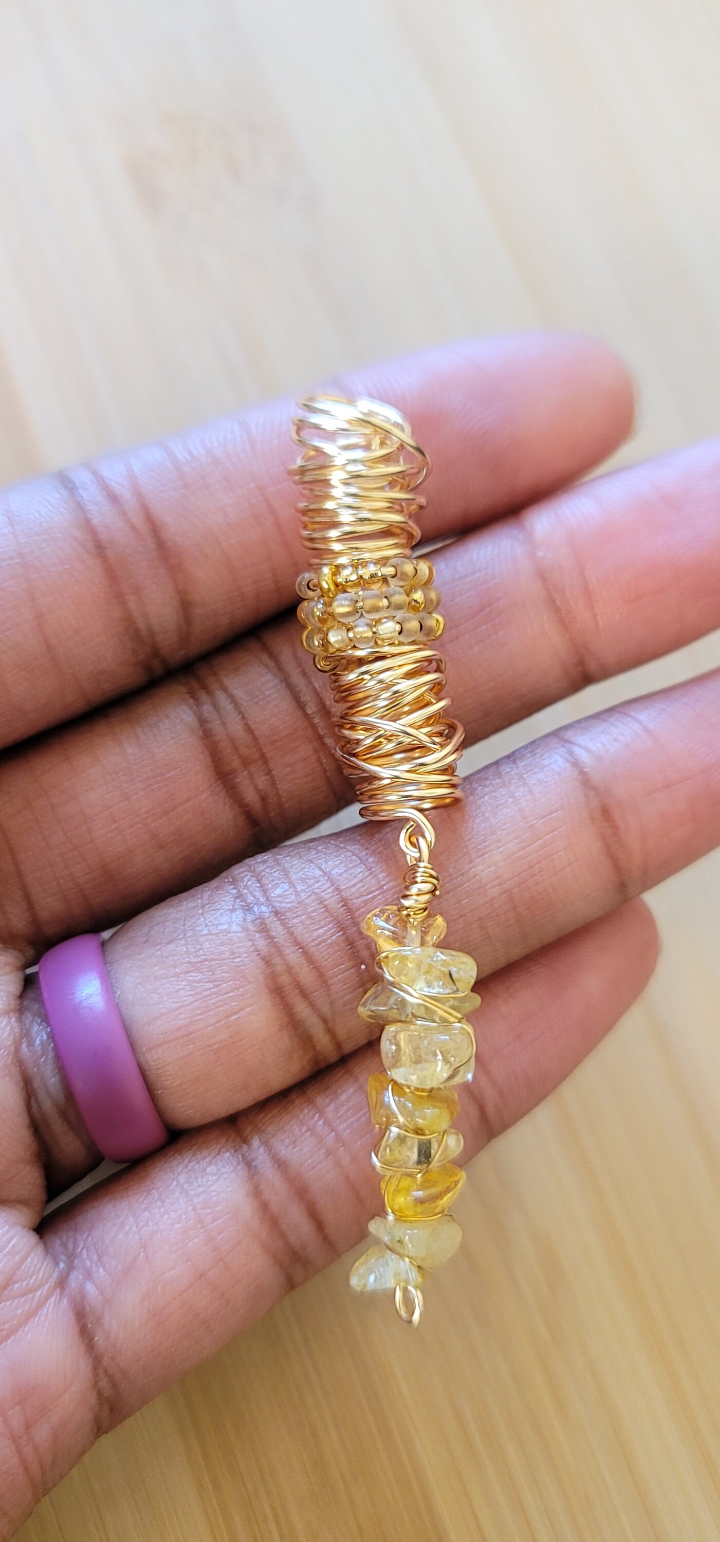 4 Pcs Citrine Crystal Loc Jewelry Set. Dreadlock Hair Accessories ...