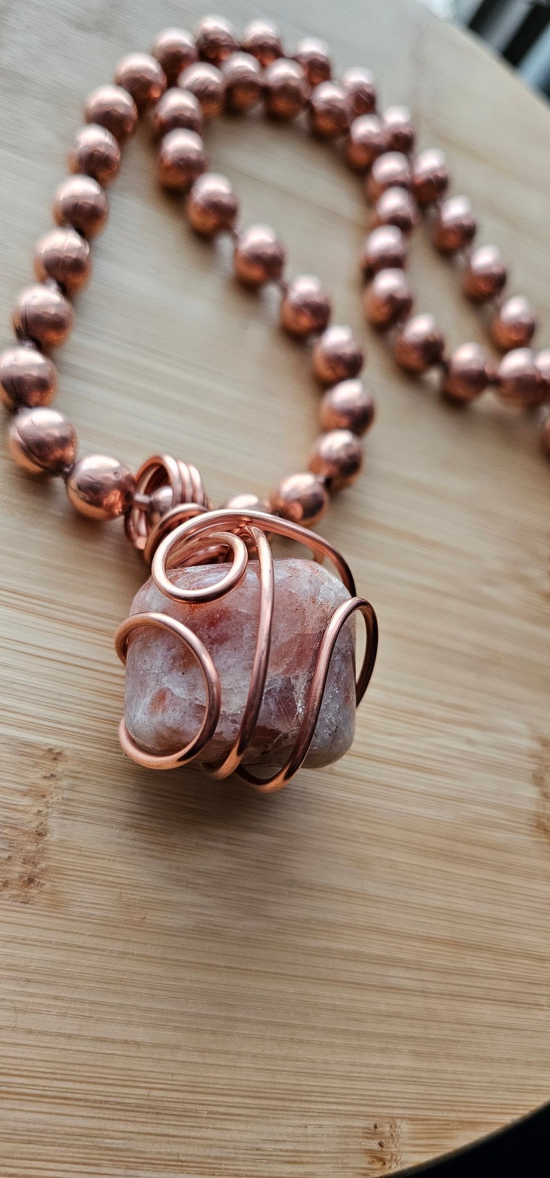 Sunstone Chunky Ball Chain Crystal Necklaces, Gemstone Pendant Necklace ...