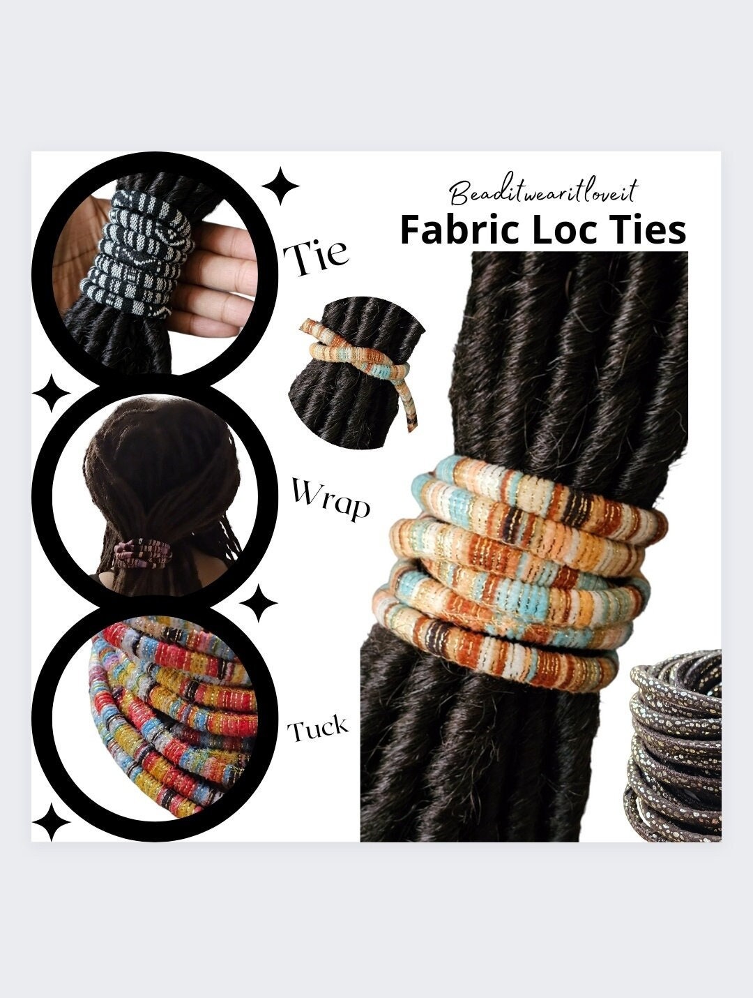 No Wire Dreadlock Loc Ties, Long Cotton Hair Tie, Thick Hair Holder ...