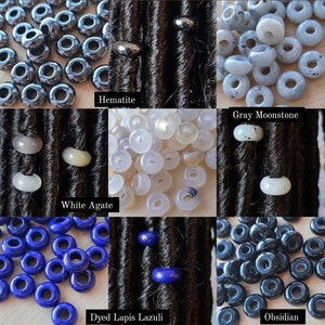 6mm Wide Big Hole Gemstone Loc Beads, Dreadlock Hair Accessories, Beads ...