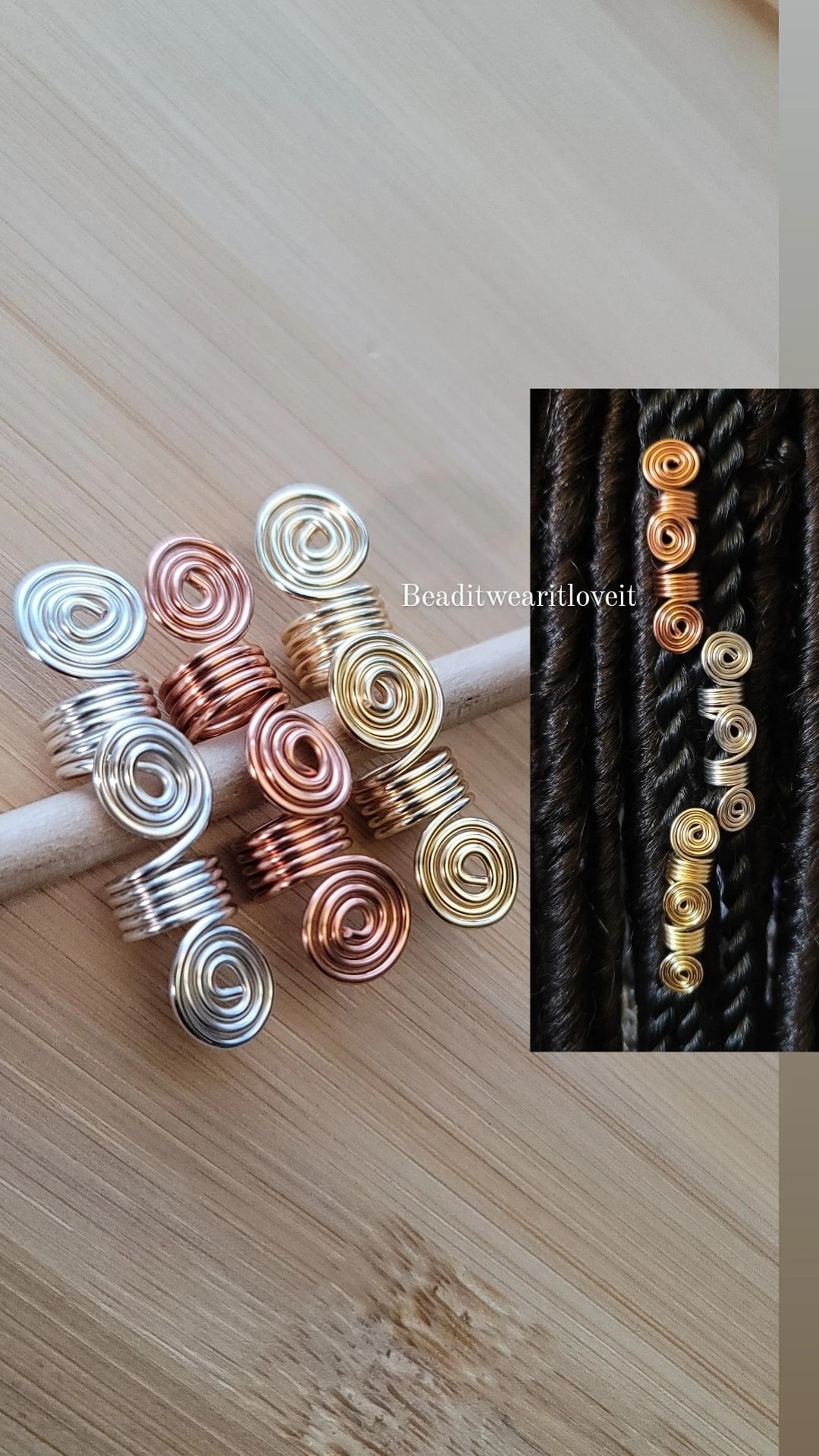 Spiral Copper Wire Wrapped Loc Beads. Dreadlock Hair Accessories, Beads for Braids, Loc Jewelry ...
