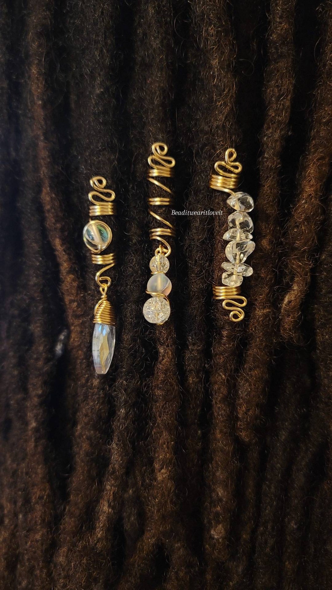3 Pcs Quartz Crystal Loc Jewelry Set. Dreadlock Hair | Etsy