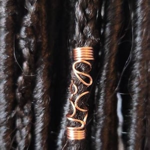 Abstract Copper Wire Wrapped Loc Beads. Dreadlock Hair Accessories, Beads for Braids, Loc ...