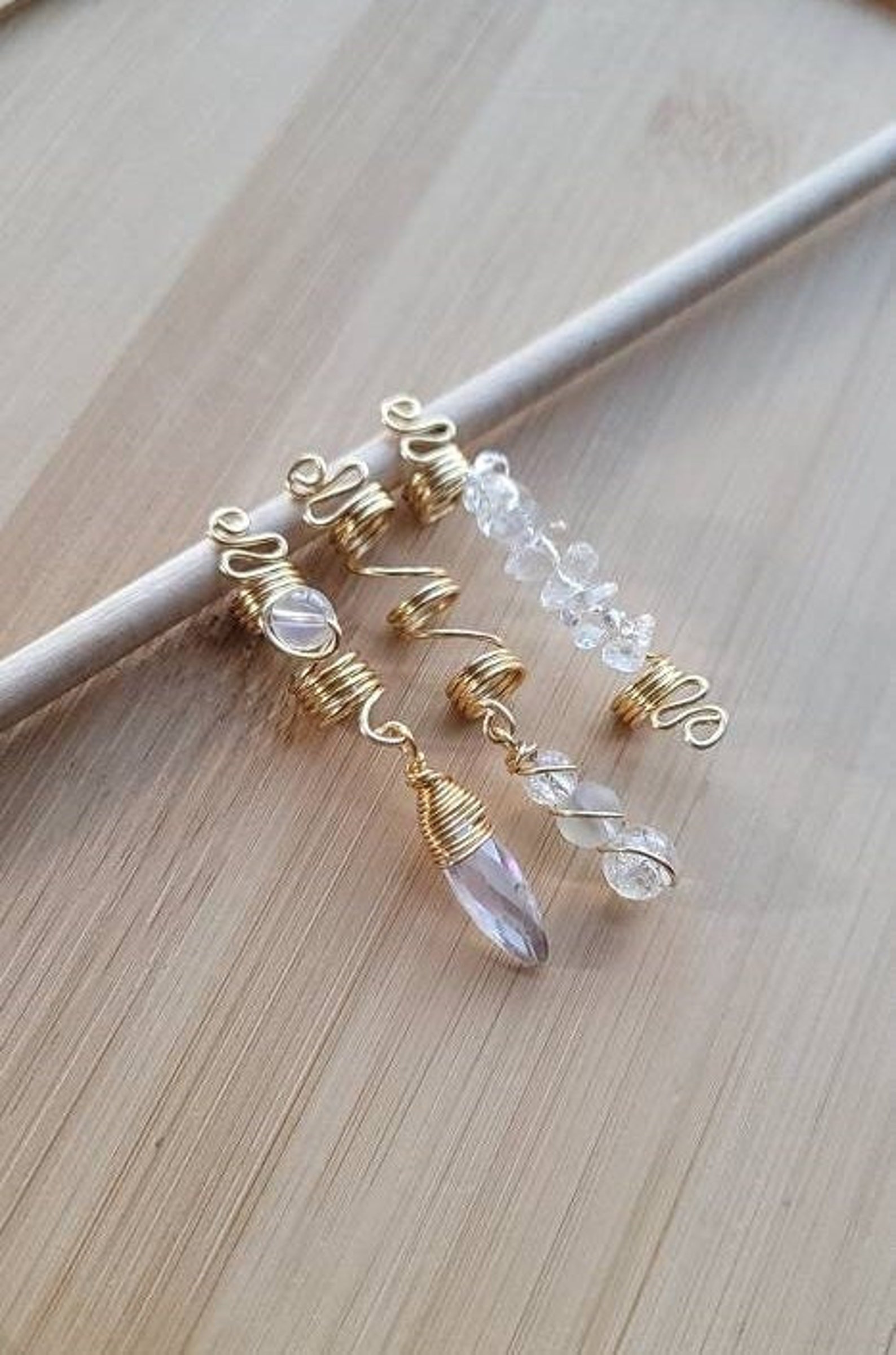 3 Pcs Quartz Crystal Loc Jewelry Set. Dreadlock Hair Accessories, Beads ...