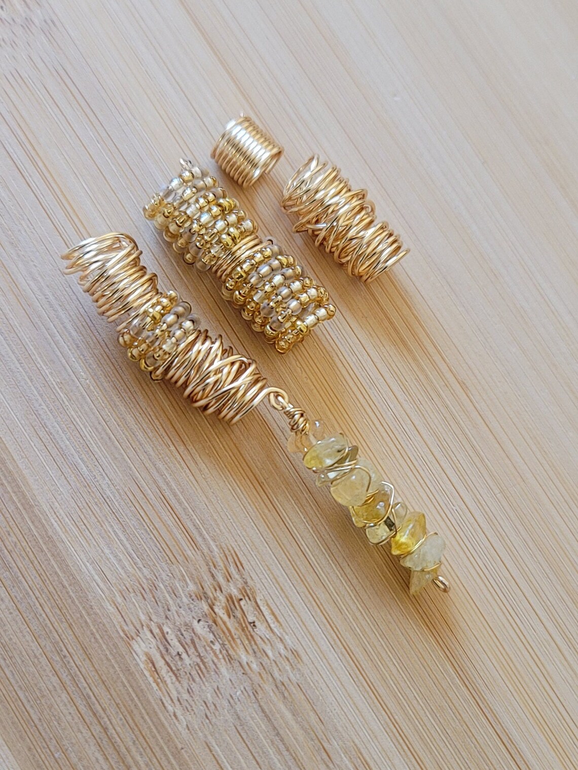 4 Pcs Citrine Crystal Loc Jewelry Set. Dreadlock Hair Accessories ...