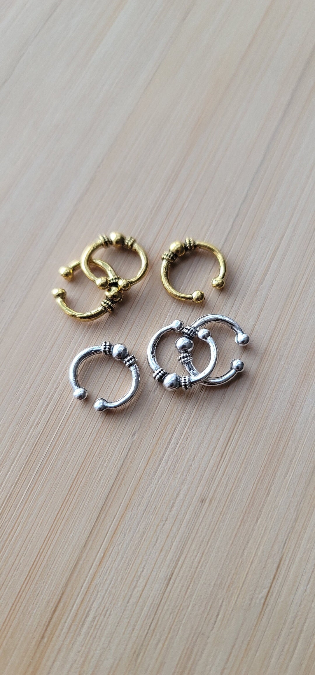 Set of 3 Metal Loc Ring Beads, Gold Silver 10mm Hole Hair Beads ...