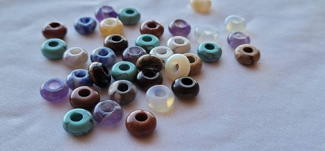 4mm Wide Big Hole Gemstone Loc Beads, Dreadlock Hair Accessories, 10mm ...