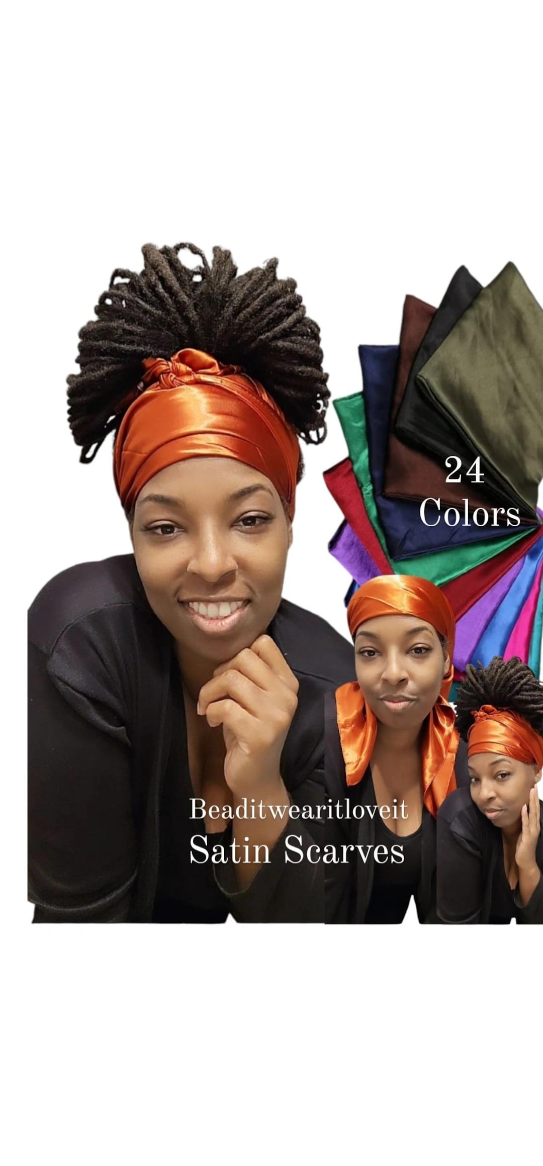 Silky Hair Scarf, Solid Color Multi Functional Satin Scarf, Square Neck ...