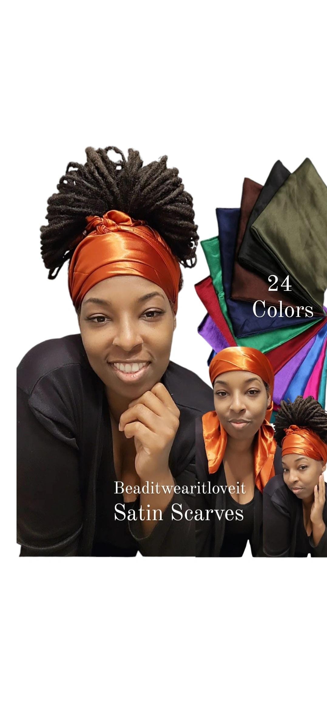Silky Hair Scarf, Solid Color Multi Functional Satin Scarf, Square Neck ...
