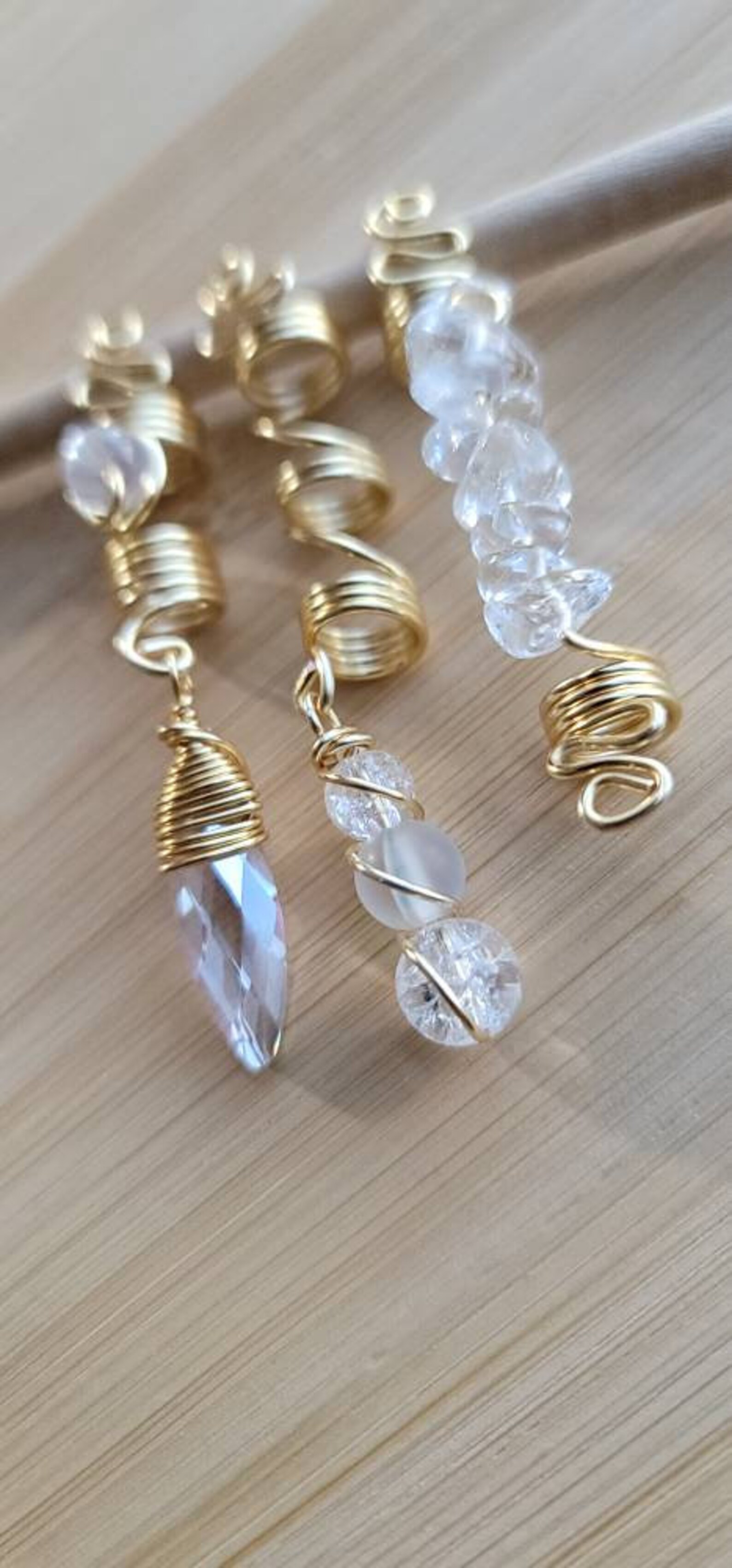 3 Pcs Quartz Crystal Loc Jewelry Set. Dreadlock Hair Accessories, Beads ...