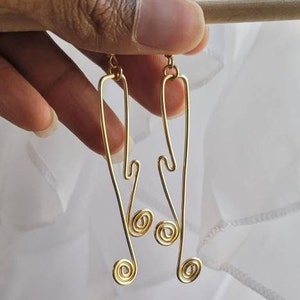 Abstract Spiral Copper Earrings, Wire Wrapped Dangle Earrings, Copper ...