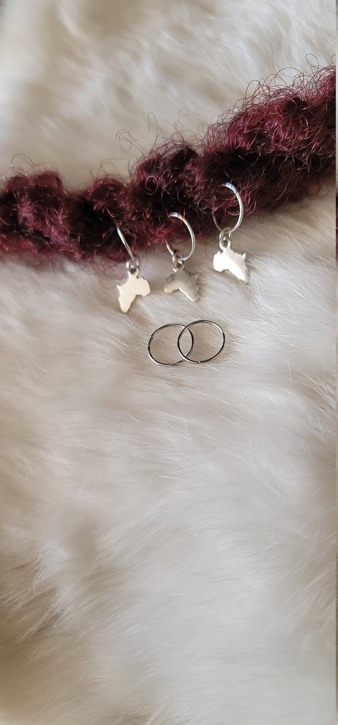 Silver Africa Map Hair Rings, Dread Rings Loc Jewelry, Braid Rings, Loc ...