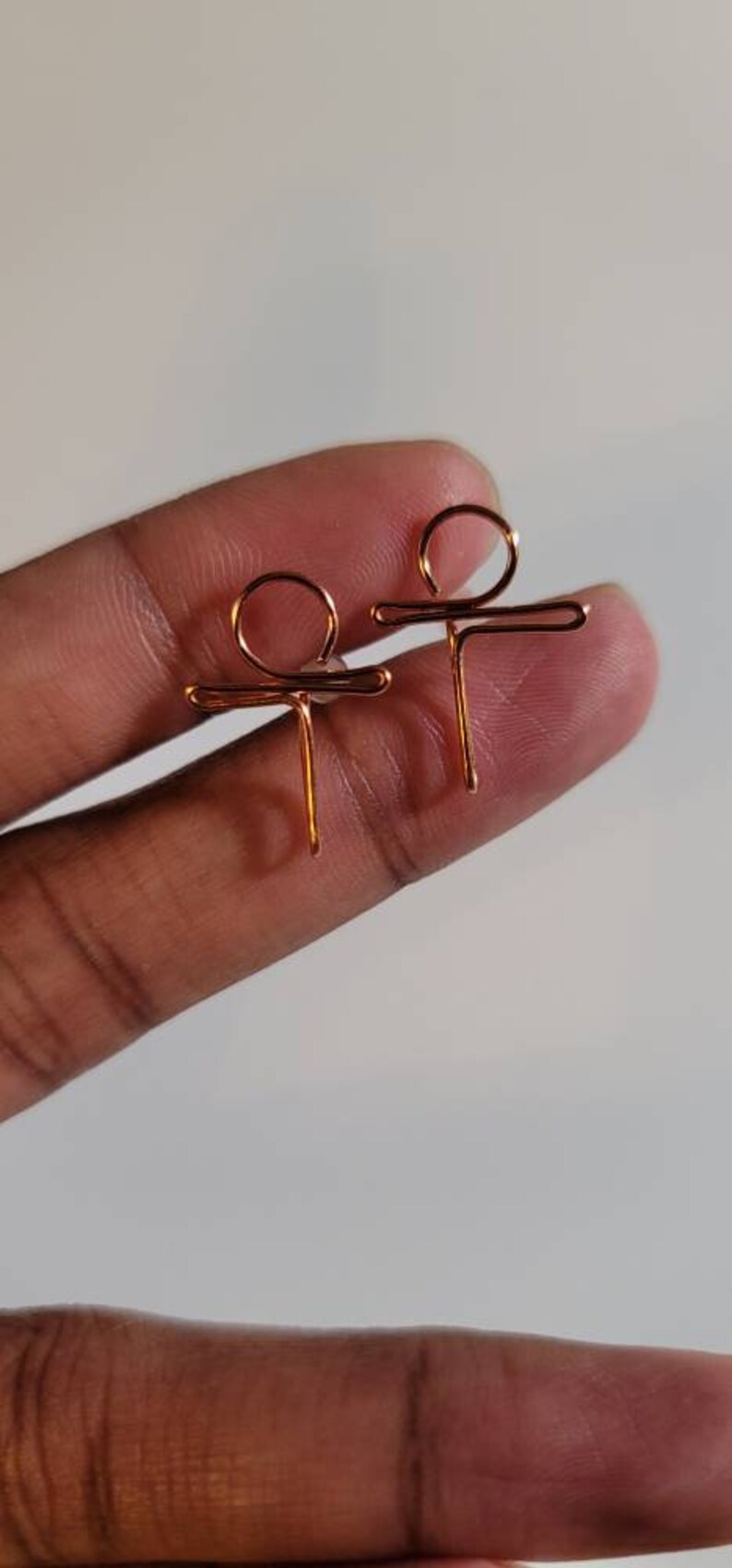 Wire Wrapped Stud Ankh Earrings Simple Style Egyptian | Etsy