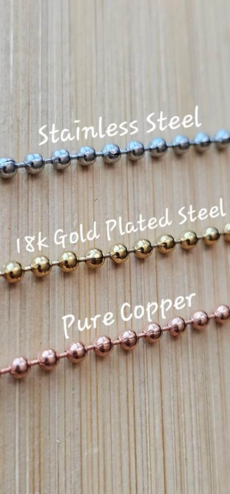 2.4mm Pure Copper Ball Chain Raw Amethyst Crystal Pendant Necklaces 24 ...
