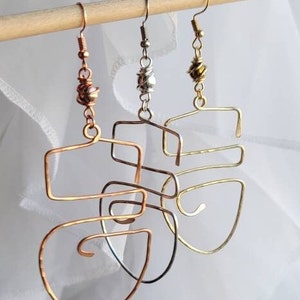 Ancient Symbol Inspired Copper Wire Wrapped Earrings, Hammered Copper ...